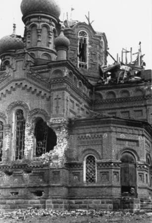 Russian Church destroyed by the fighting