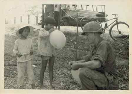 ''Psyops'' operation to pacify Vietnamese villagers. Hung Lung, South ...